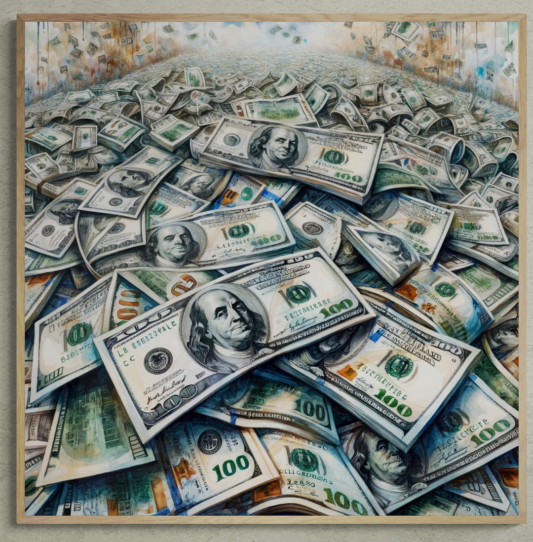 Watercolor 100 Dollar Bill Art Print - Unique Money Wall Decor ...