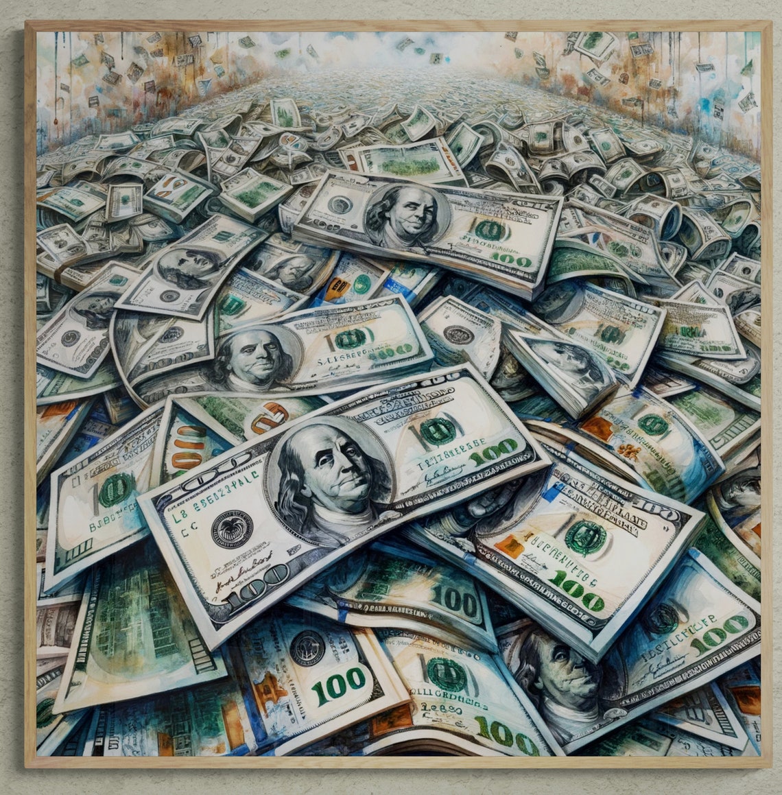 Watercolor 100 Dollar Bill Art Print - Unique Money Wall Decor ...