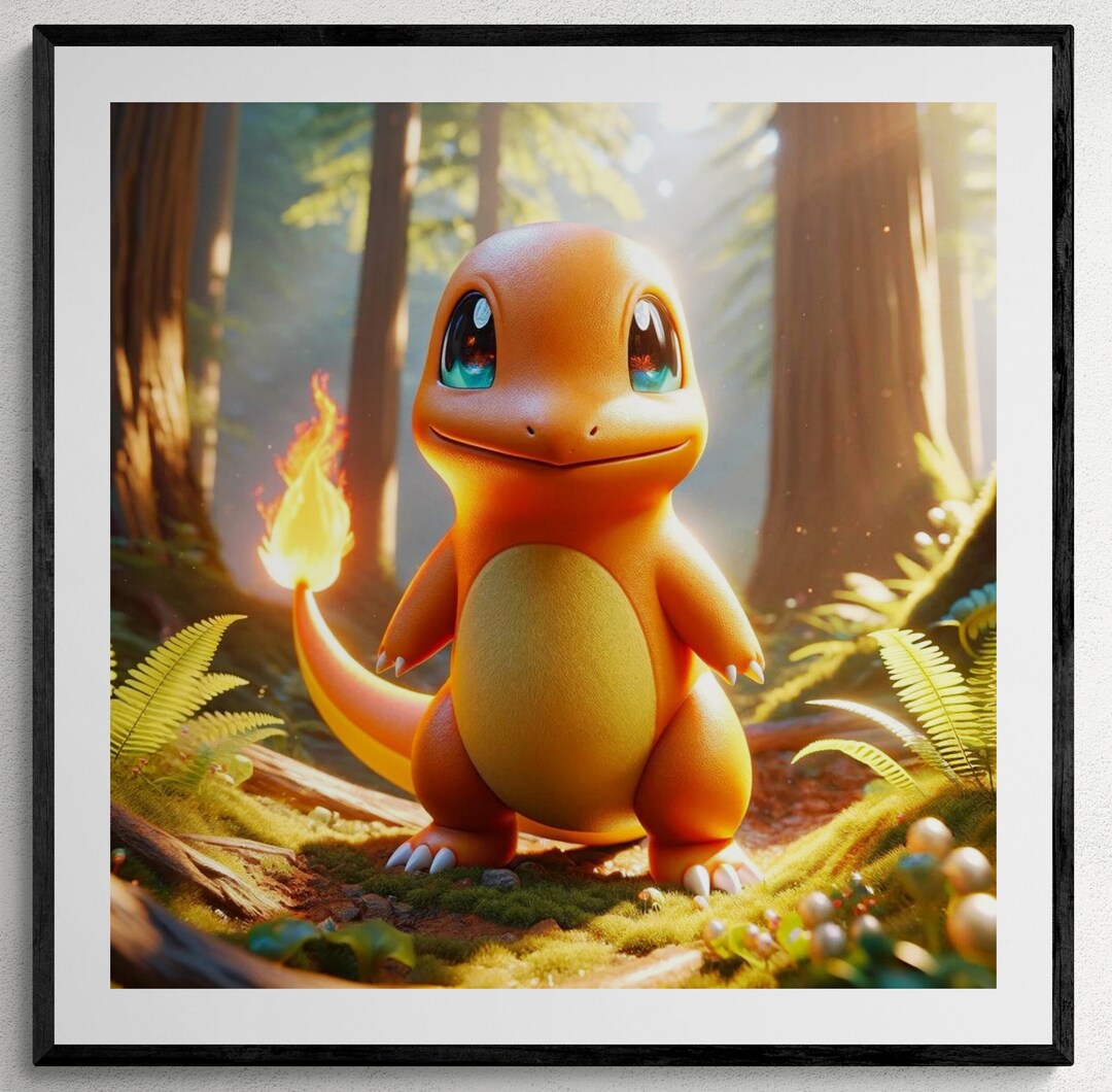 Realistic Charmander Illustration - Pokemon Inspired Digital Art Print for Collectors - Etsy