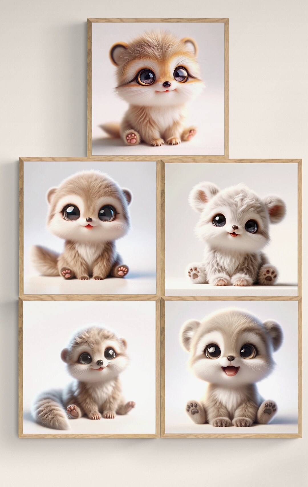 Cute 3D Style Animal Prints for Nursery Adorable Baby Room Wall Art ...