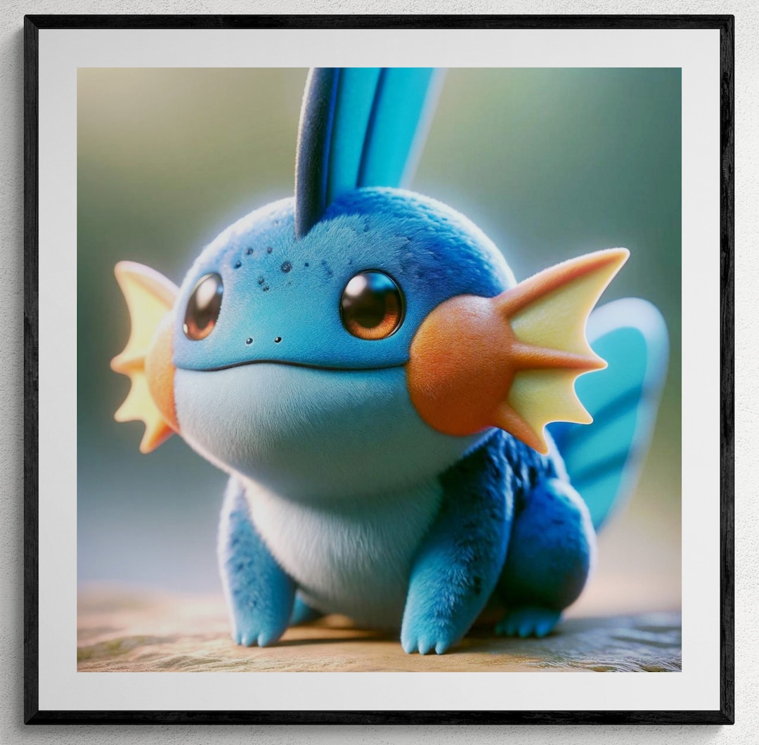 Realistic Mudkip Illustration Pokemon Inspired Digital Art Print for ...