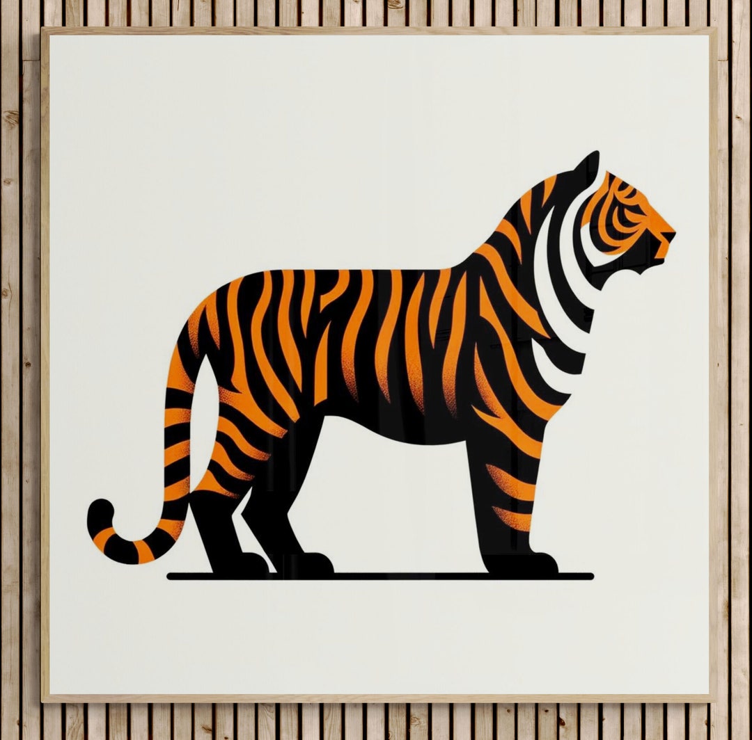 Tiger Minimalistic Simple Design, Wall Art for Livingroom, Stripes on ...