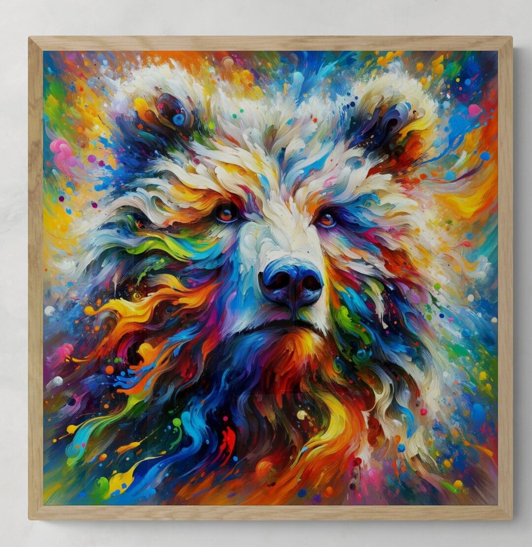 Colorful Abstract Bear Print - Vibrant Bear Wall Art, Modern Wildlife ...