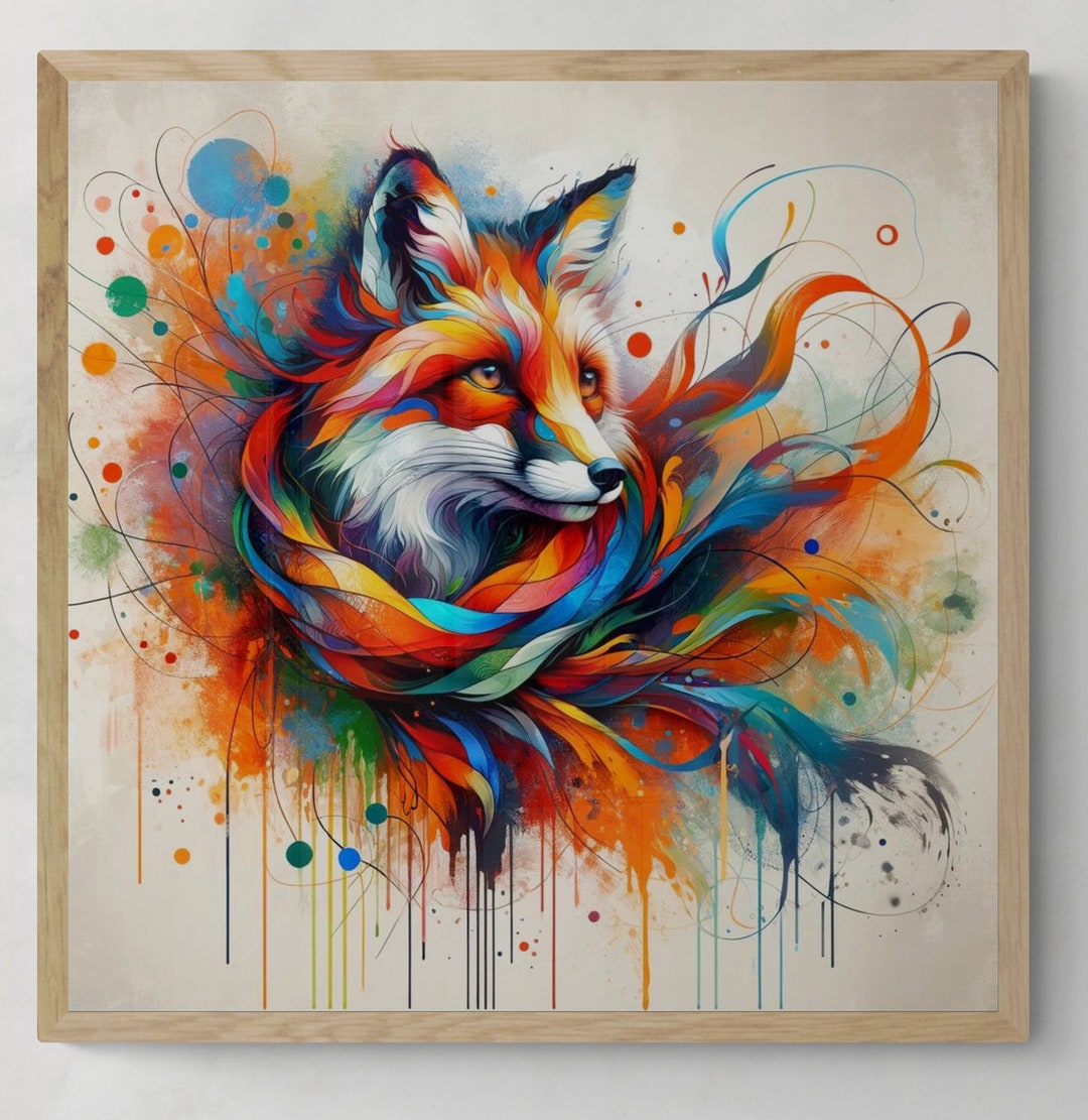 Colorful Abstract Fox Print - Vibrant Fox Wall Art, Modern Animal ...
