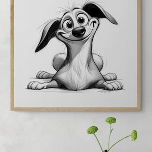 Funny Dog Sketch Prints, Whimsical Canine Art (digital Download) - Etsy