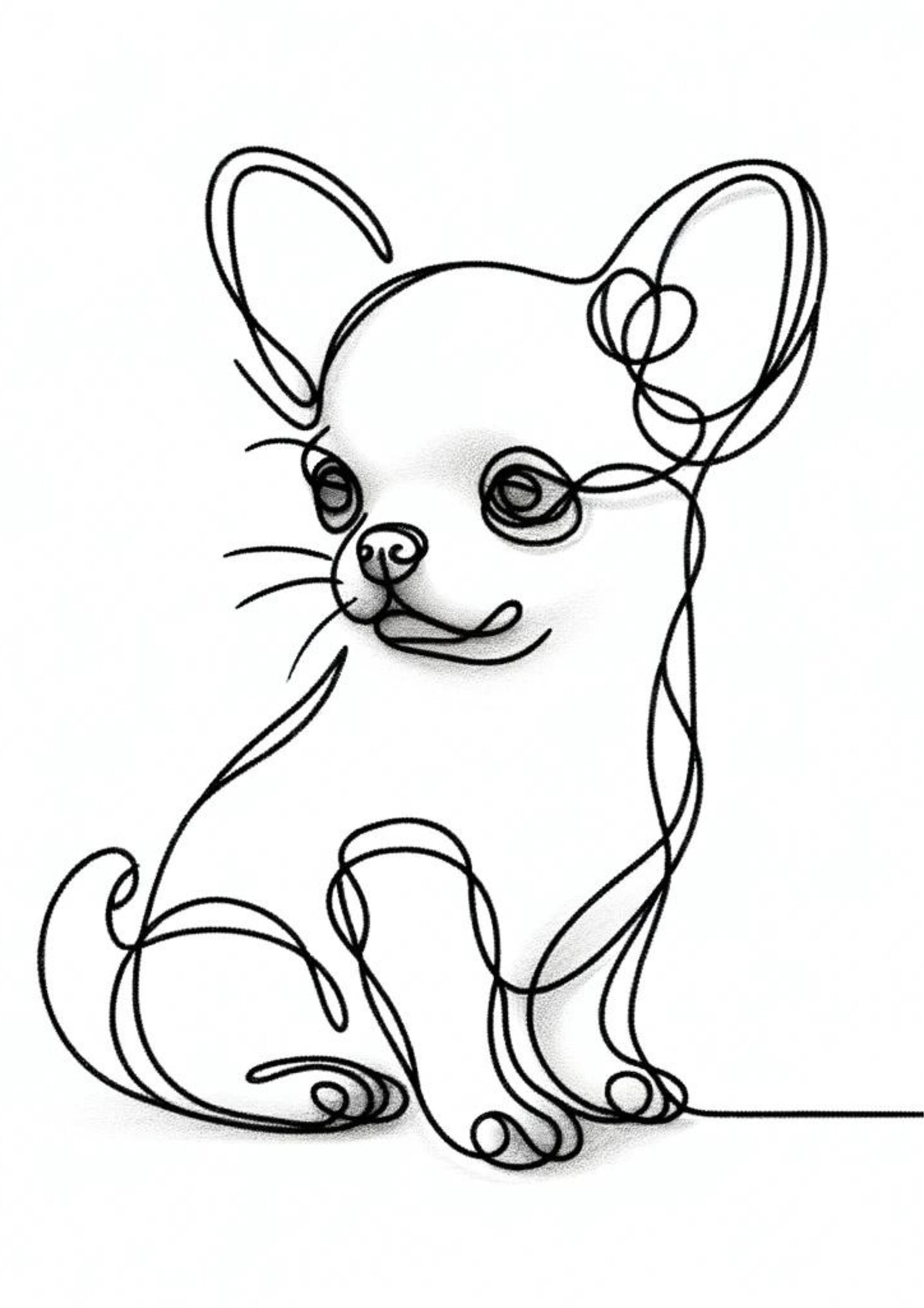 Adorable Chihuahua Art Print - Minimalist Dog Illustration, Modern Pet ...