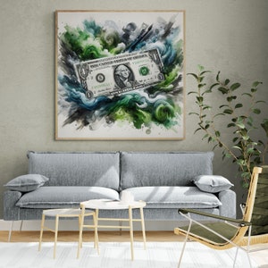 Dollar Bill Watercolor Art Print, Unique Money Painting (digital ...
