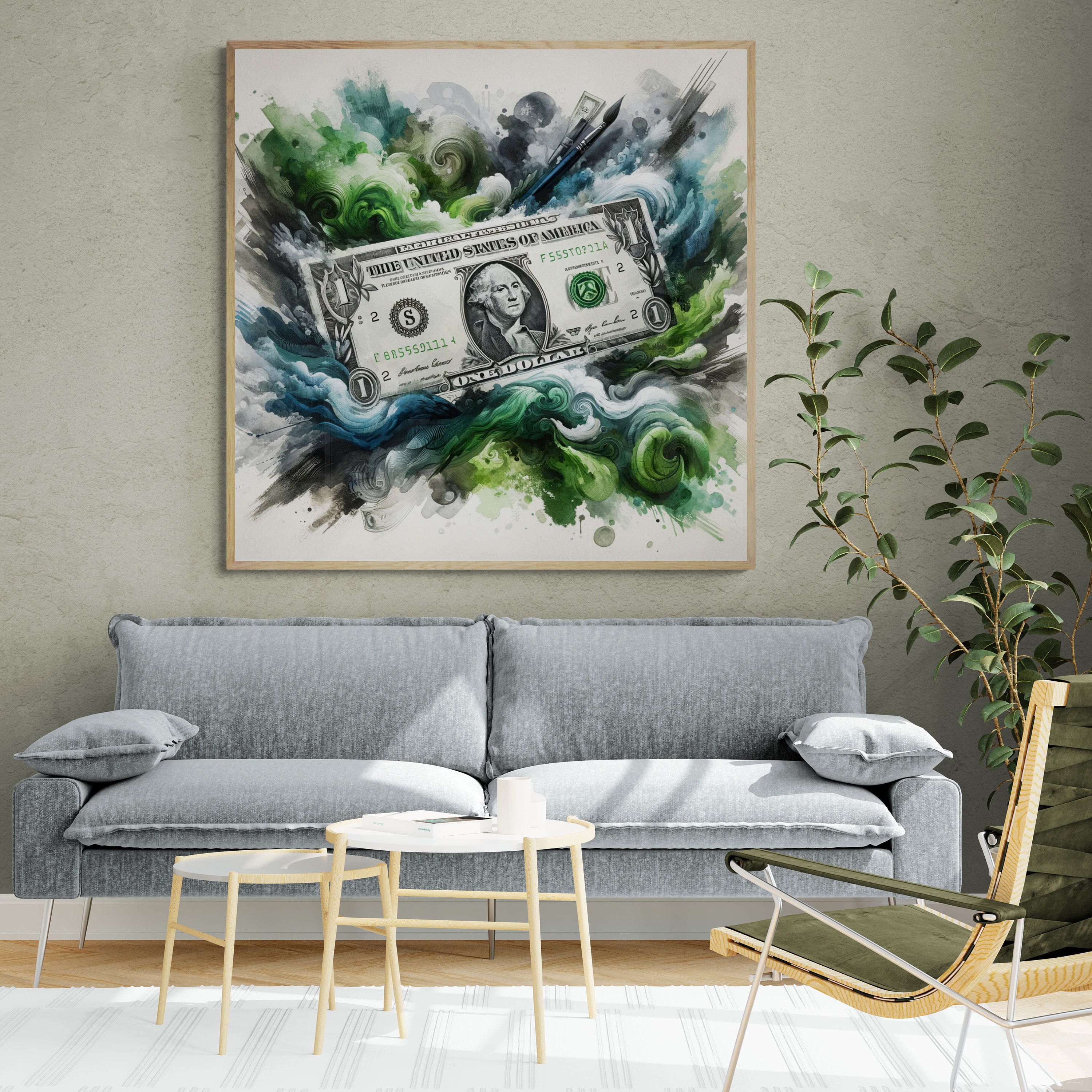 Dollar Bill Art Print Watercolor Currency Painting, Unique Money Art ...