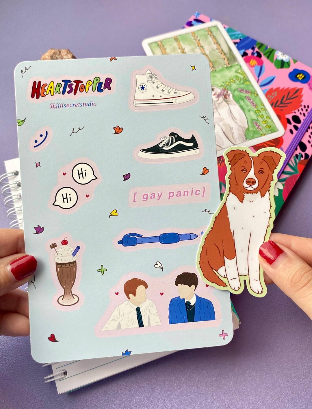 Heartstopper Sticker Sheet: Nick and Charlie, Nellie the Dog / Border ...