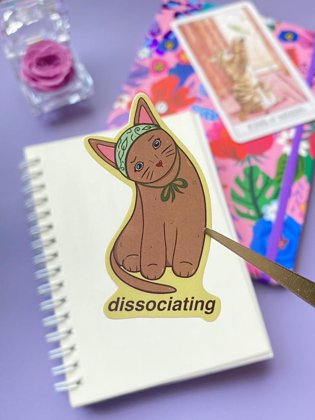 Dissociating Cat Sticker: Glossy Waterproof Vinyl Decal - Etsy