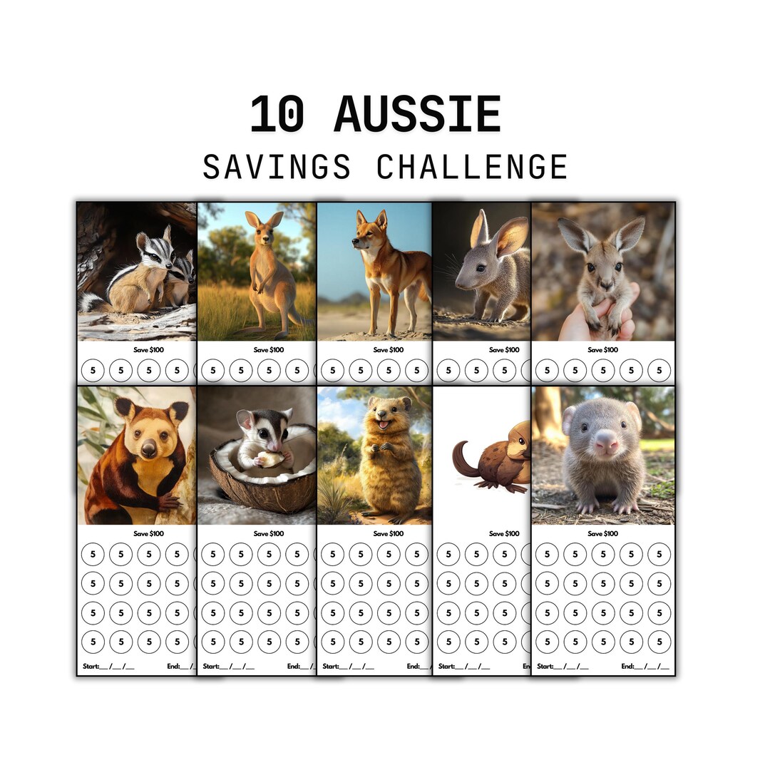10 Cute Mini Aussie Animals Savings Bundle Savings Challenge | Digital ...