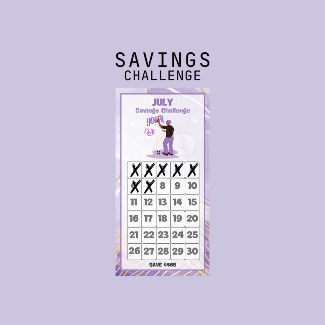 July Monthly Savings Save the Dollar Amount Matching the Date | A6 ...