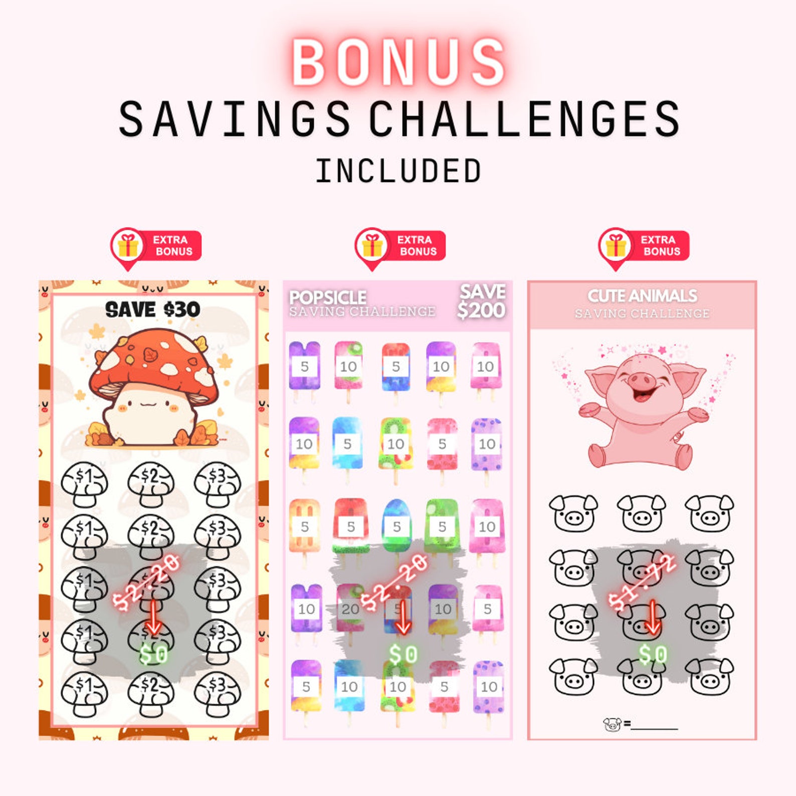 Cute Cactus Challenges | Roll N Save | Printable for Cash Stuffing | A6 ...