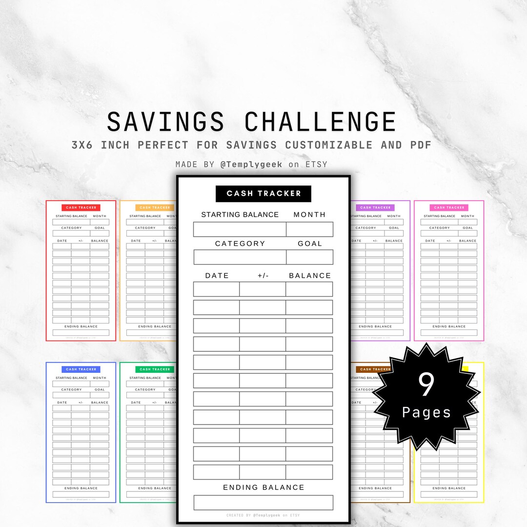 Cash Envelope Inserts Printable PDF Money Tracker Budget Planner Cash ...