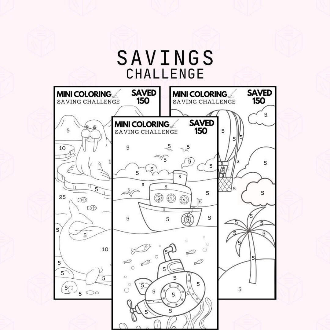 Bundle Sea Coloring Savings Challenge Mini 150 Saving Challenge ...