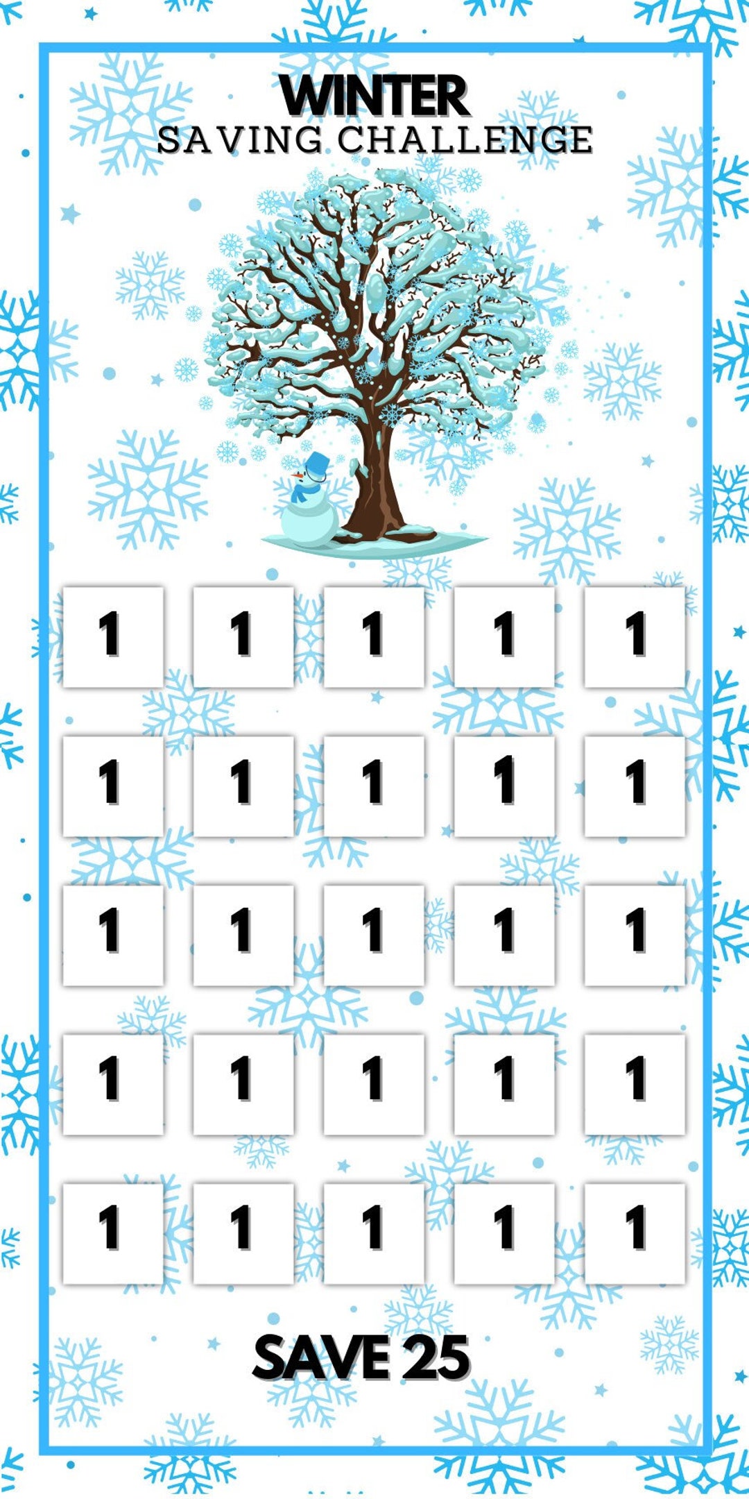 Winter Savings Challenge Printable for Cash Stuffing A6 Seasonal Saving ...