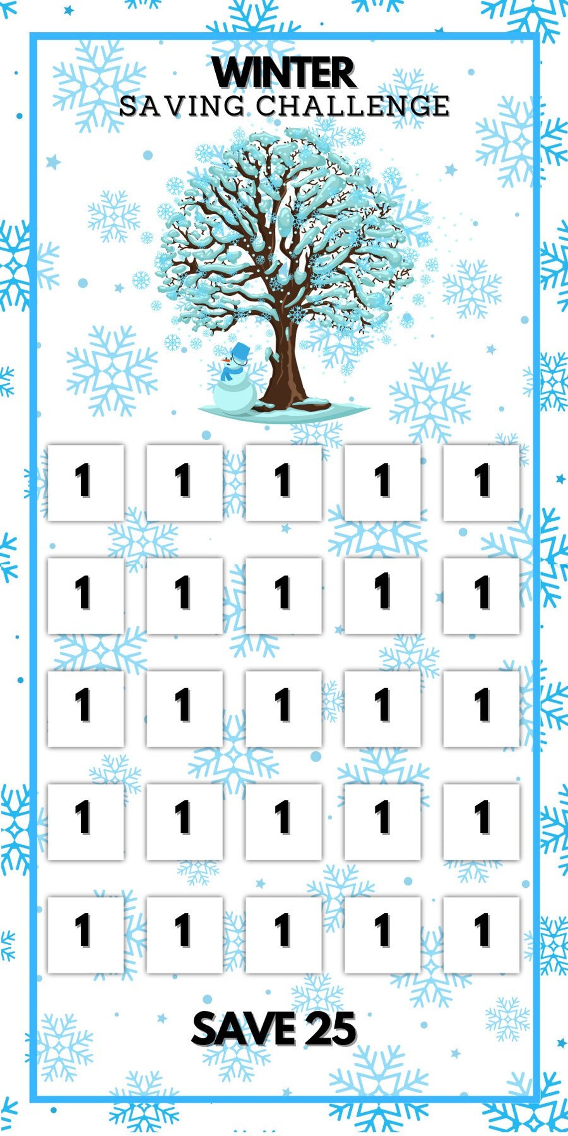 Winter Savings Challenge Printable for Cash Stuffing | A6 | Seasonal ...