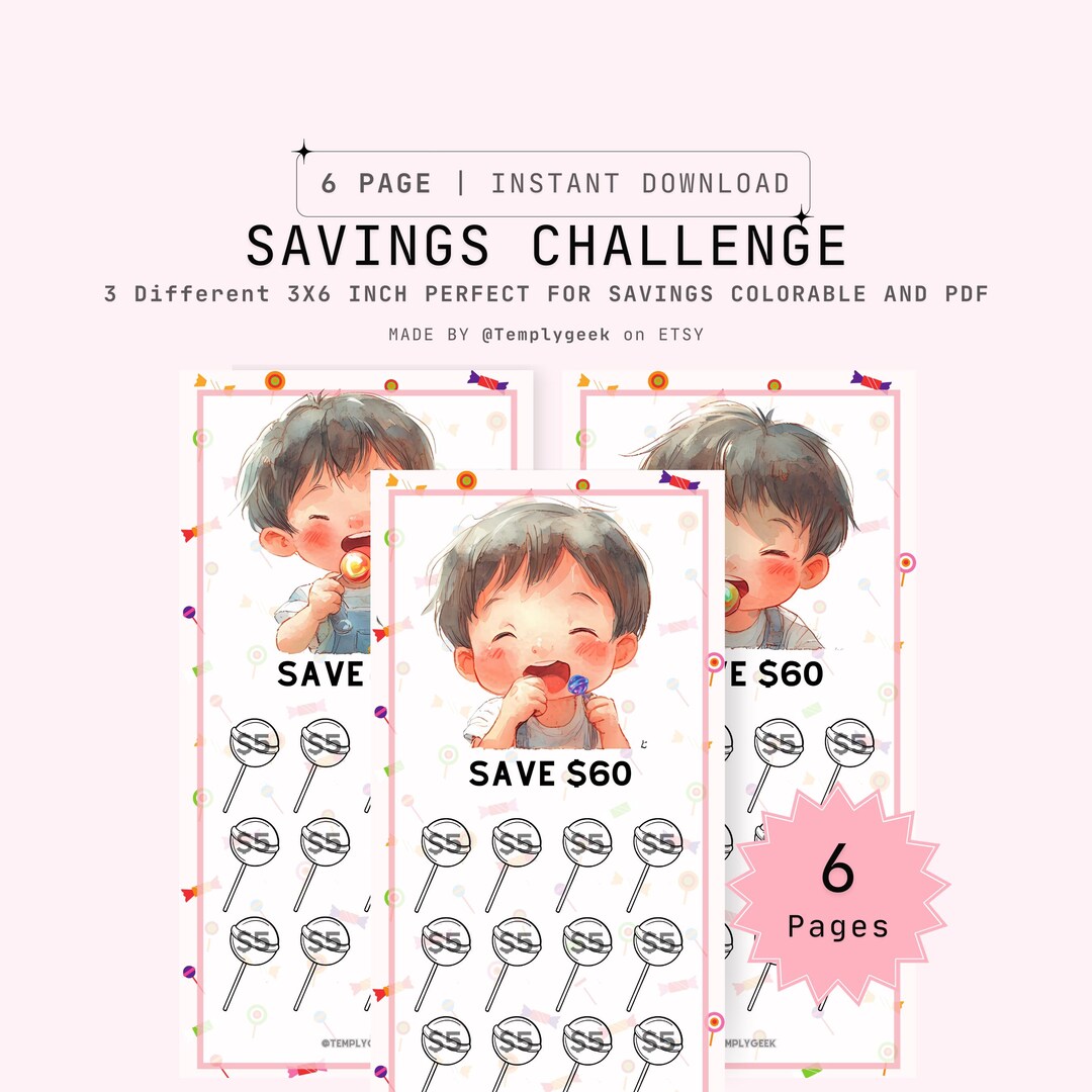 3 Savings Challenge Card DIY Candy Sweets Savings Game Candy A6 Budget ...
