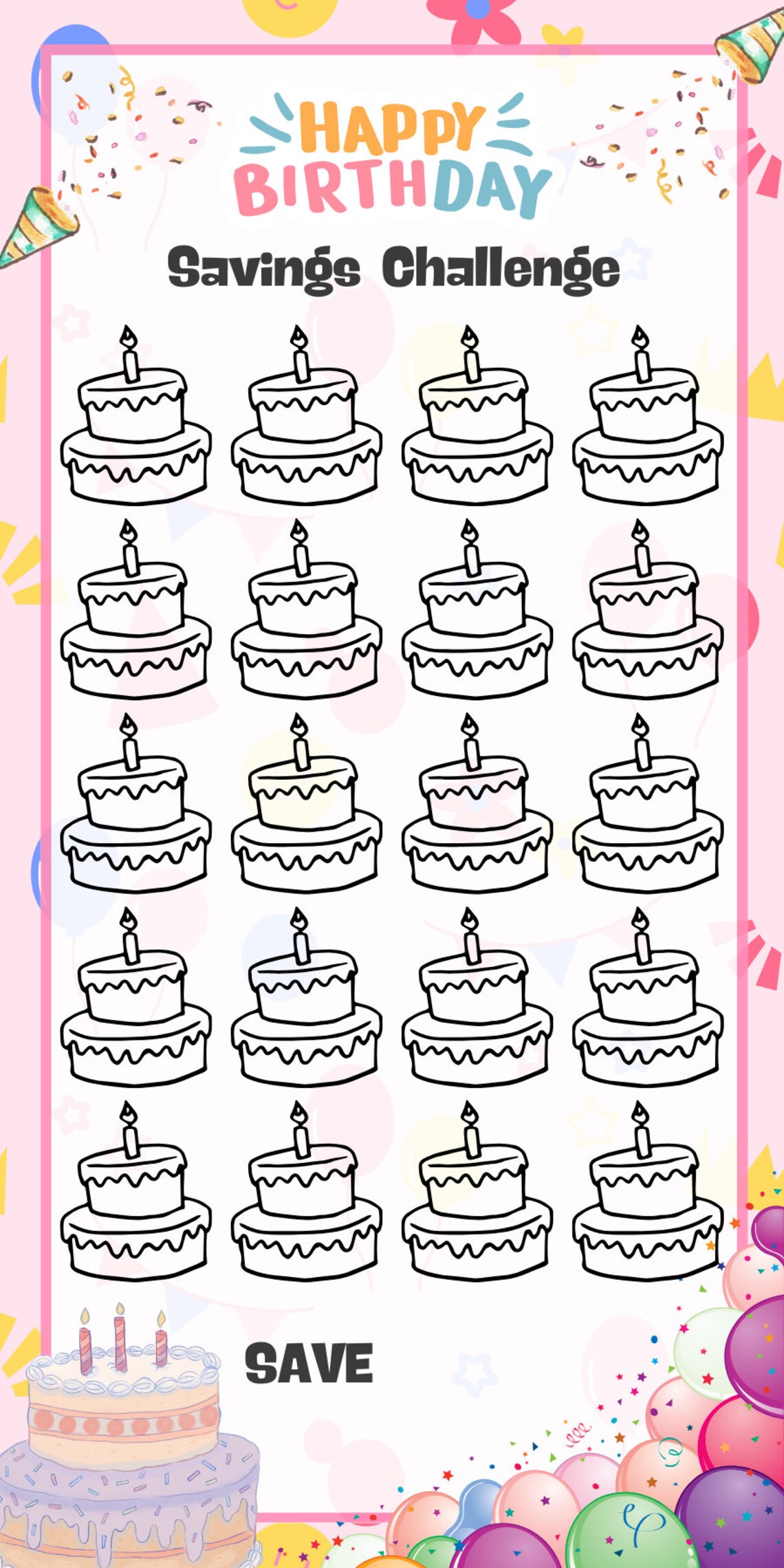 Happy Birthday Savings Challenge | Low Income Savings Challenge ...