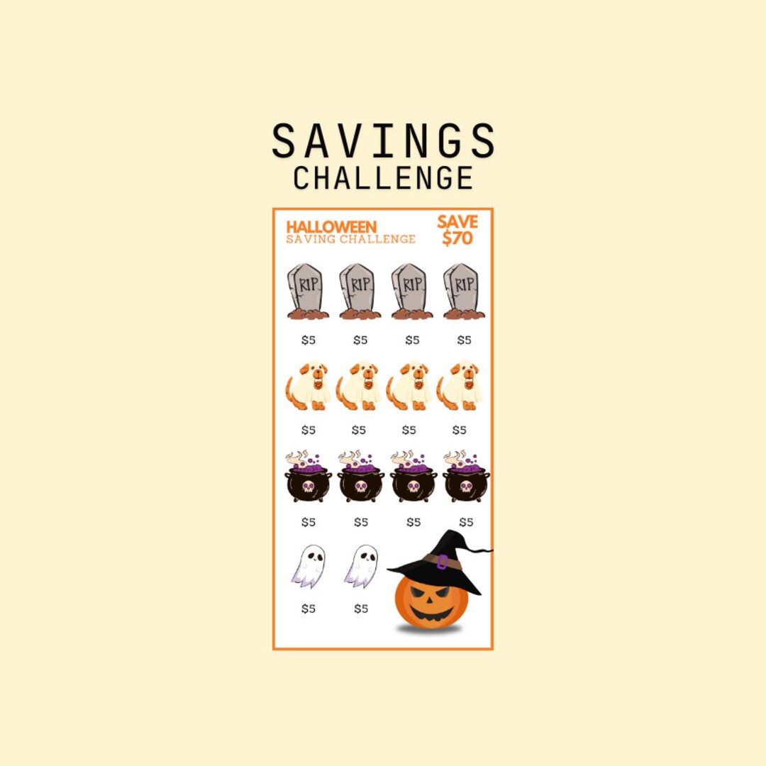Halloween Savings Challenge Printable for Cash Stuffing A6 Savings ...