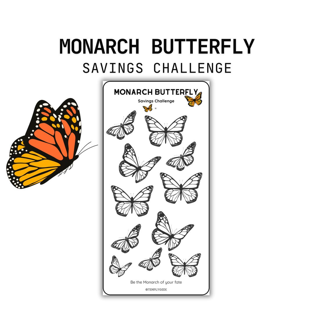 Monarch Butterfly Savings Challenge Printable, Butterfly, Any Budget ...