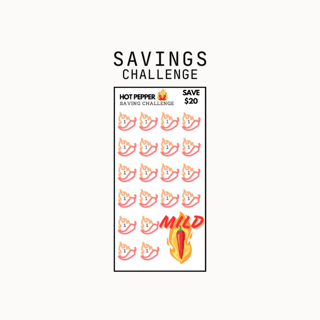 Hot Pepper Savings Challenge Printable for Cash Stuffing | A6 | Instant ...