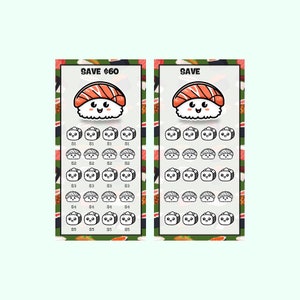 Cute Sushi Challenges | Roll N Save |printable for Cash Stuffing | A6 ...