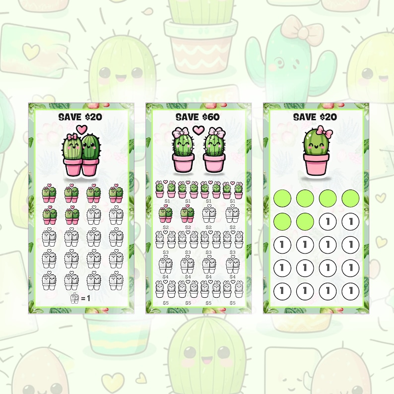 Cute Cactus Challenges | Roll N Save | Printable for Cash Stuffing | A6 ...