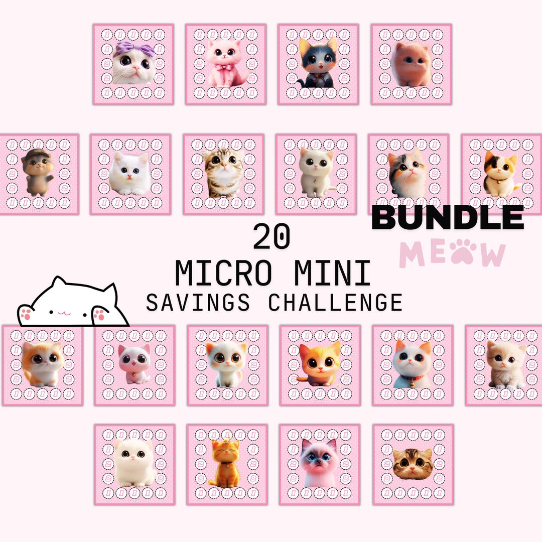 20 Micro Mini Cute Kitten Savings Bundle Tiny Savings Challenge ...