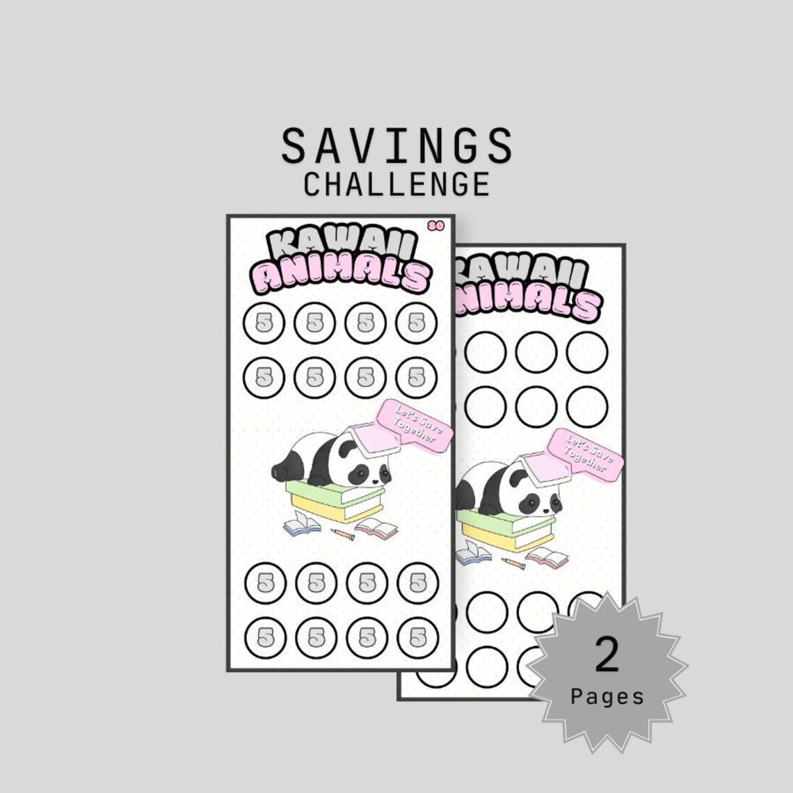 A6 Kawaii Animals Panda Low Income Savings Challenge, Money Savings ...