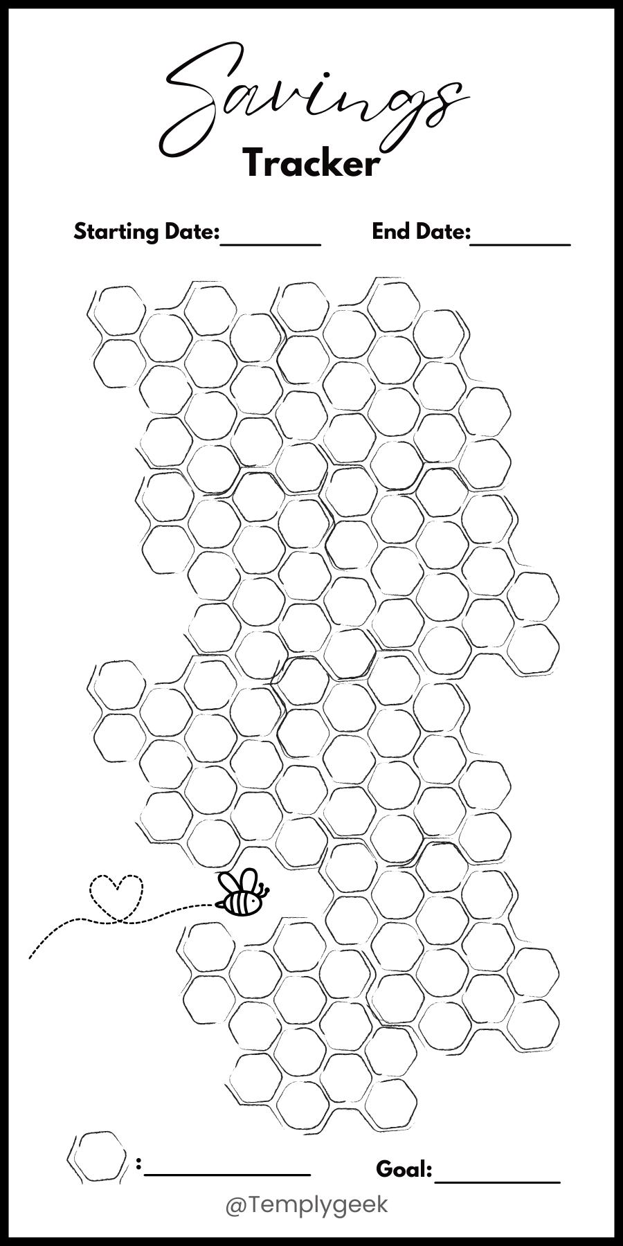 Bee Savings Tracker Printable, Savings Challenge, Money Saving ...