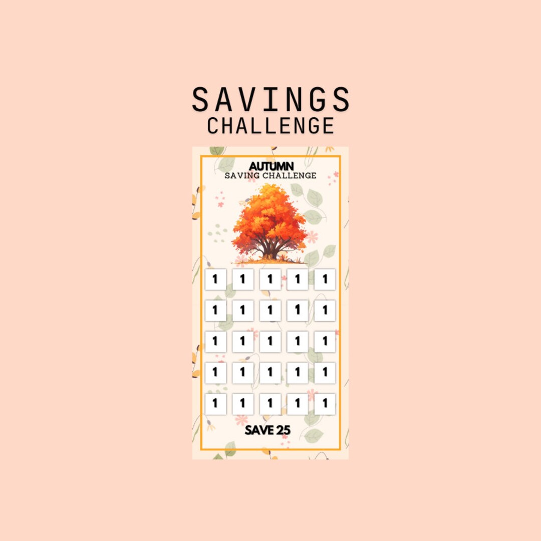 Autumn Savings Challenge Printable for Cash Stuffing | A6 | Seasonal ...