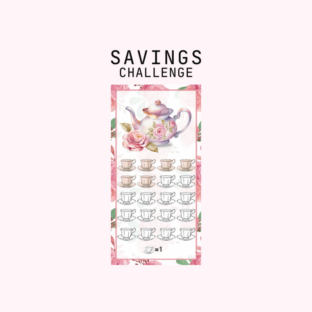 Tea Pot Savings Challenge Printable for Cash Stuffing | A6 | Instant ...