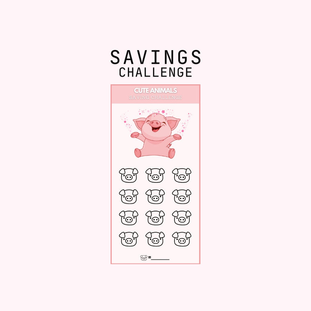 Cute Animal Savings Challenge | for A6 Envelopes | CUTE PIG | Kids ...