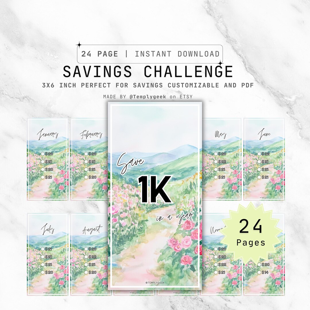 1K Budget Savings Challenges Save 1000 a Year | 1k Savings Challenge ...