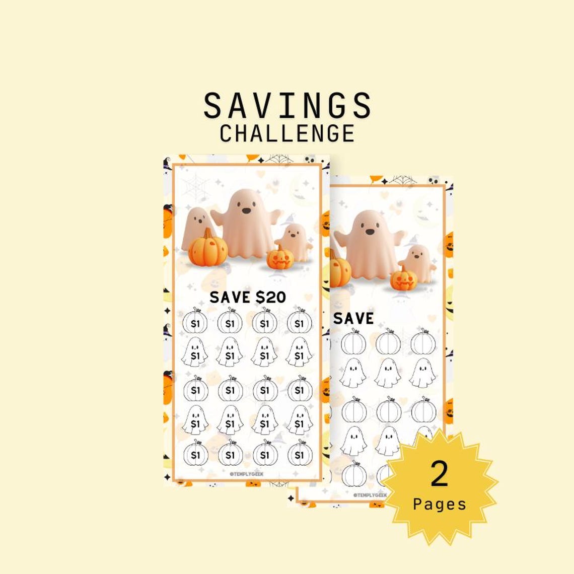 Halloween Savings Challenge Printable for Cash Stuffing | A6 | Low ...