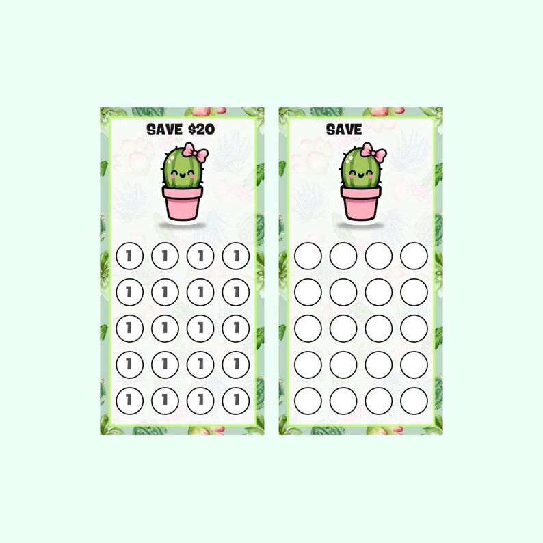 Cute Cactus Challenges | Roll N Save | Printable for Cash Stuffing | A6 ...