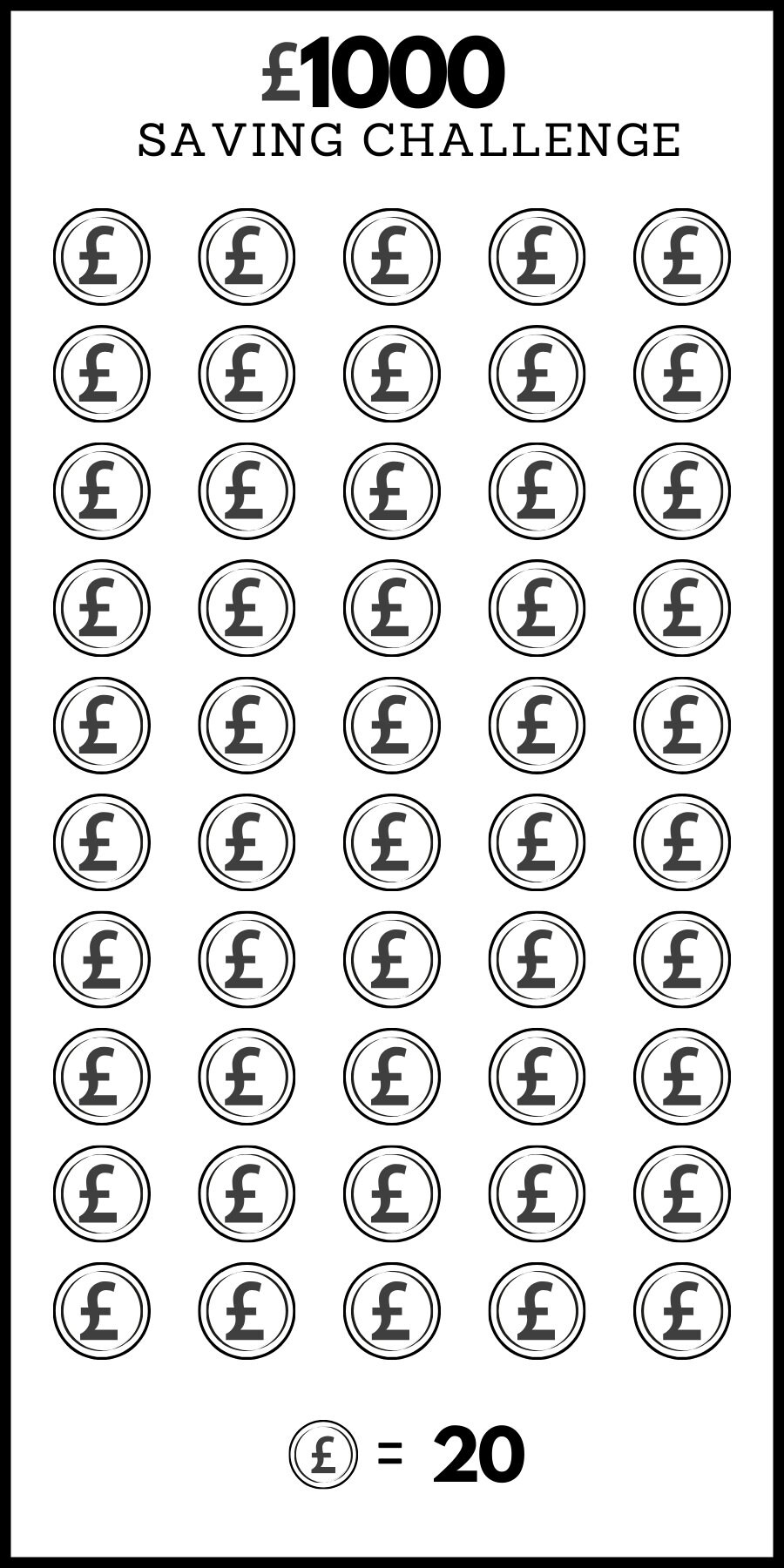 Coin Pound Savings Challenge Printable for Cash Stuffing | A6 | Instant ...