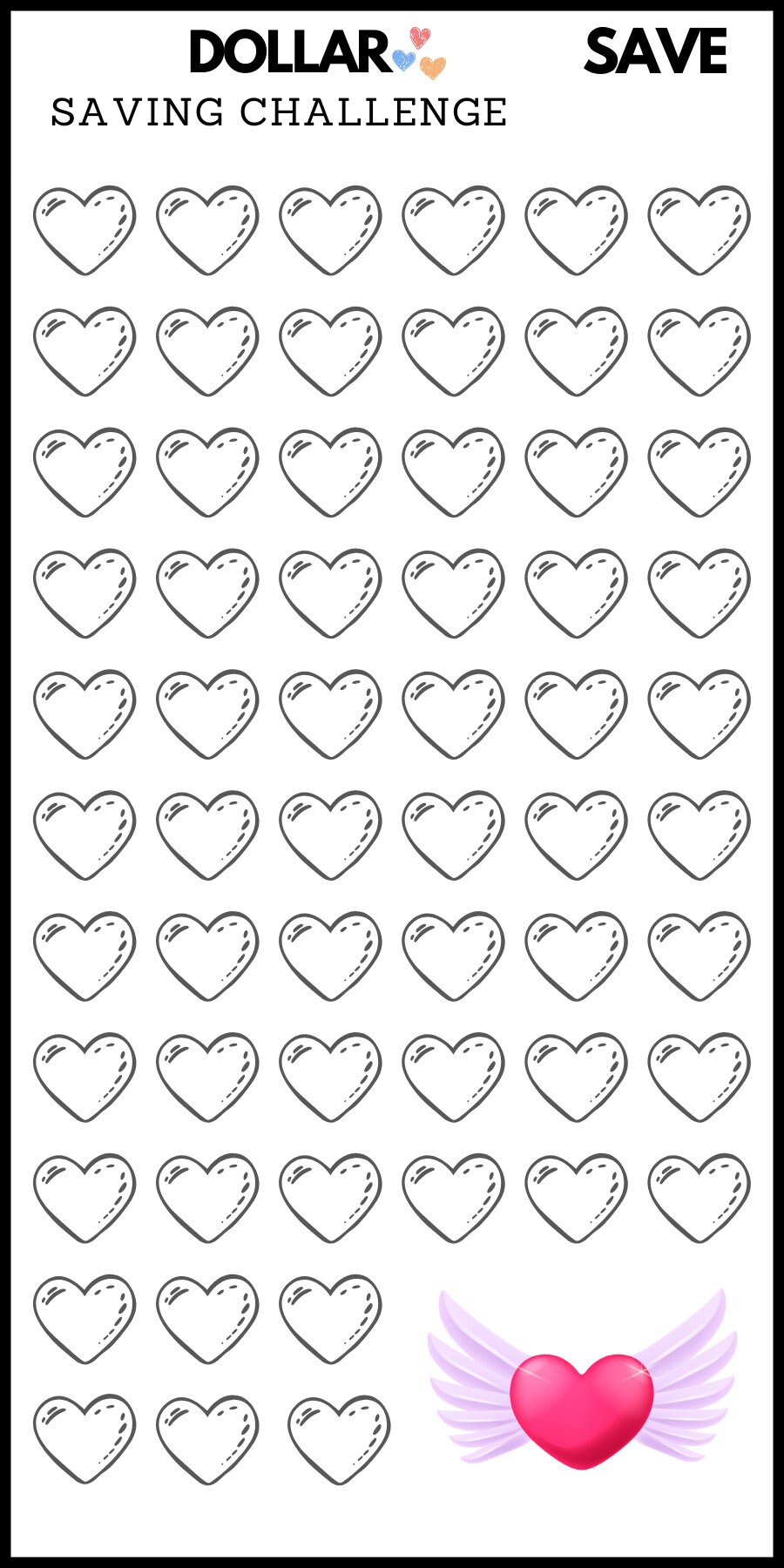 One Dollar Savings Challenge Printable for Cash Stuffing A6 Color the ...