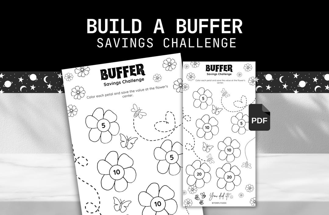 Build a Buffer Savings Challenge Printable PDF Download Minimal Design ...