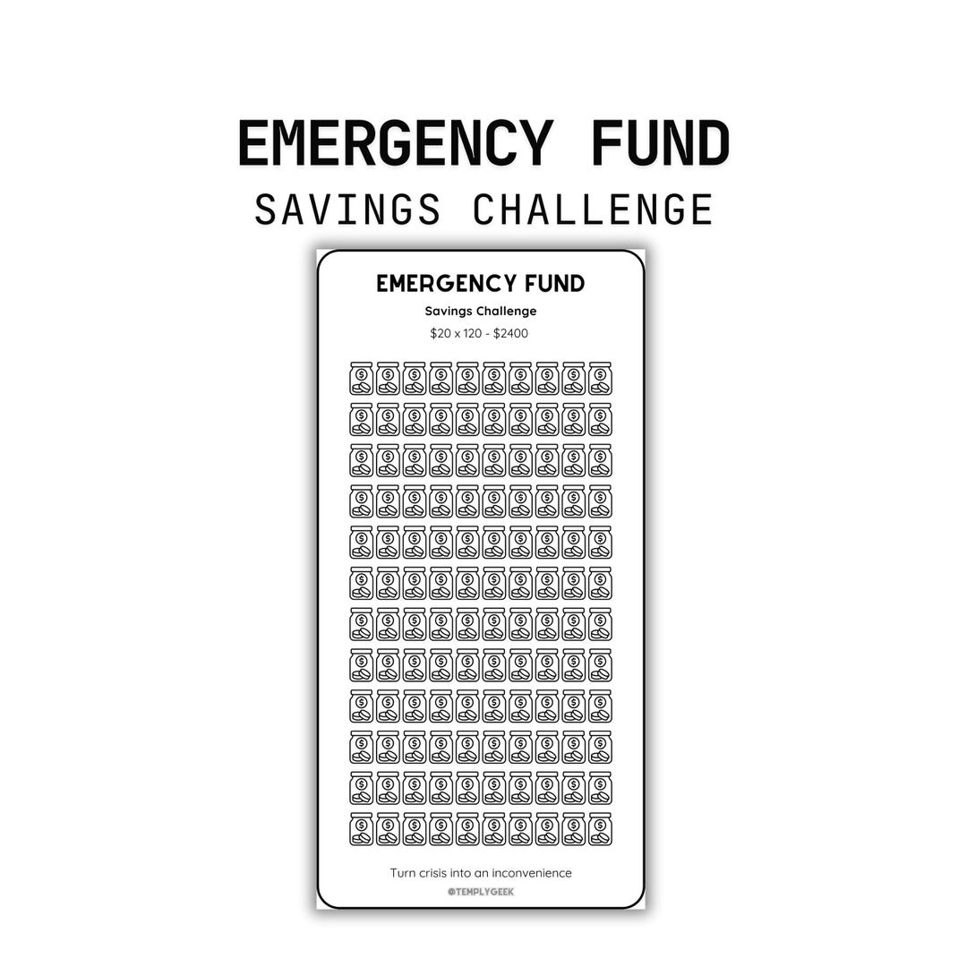Emergency Fund Savings Challenge, Save 2400 by Cash Stuffing, DIY ...