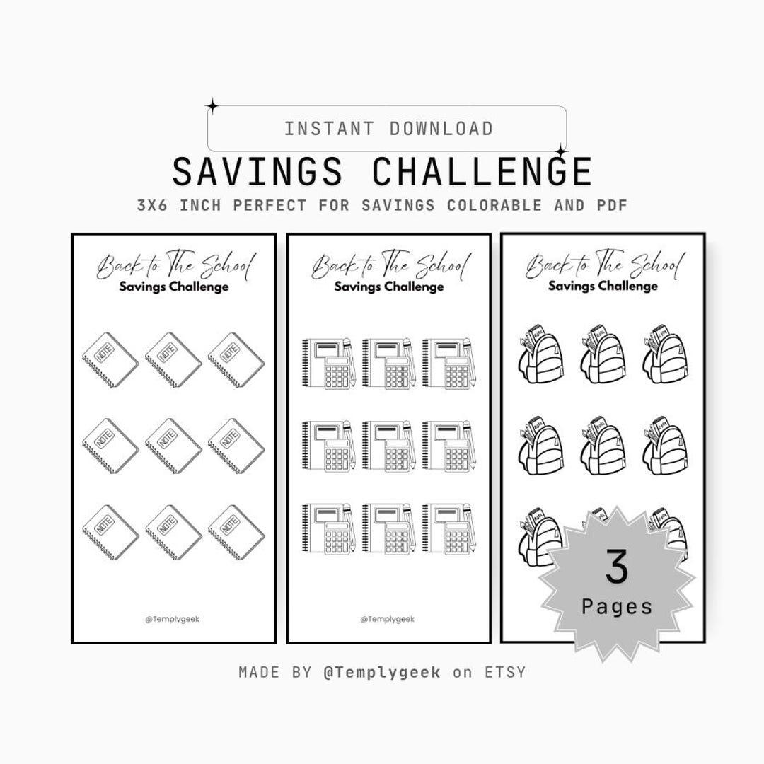 A6 Back to School Savings Challenge, Mini Savings Challenge, Low Budget ...