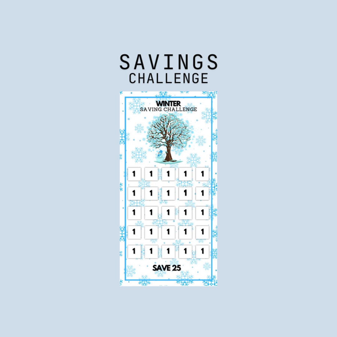 Winter Savings Challenge Printable for Cash Stuffing | A6 | Seasonal ...
