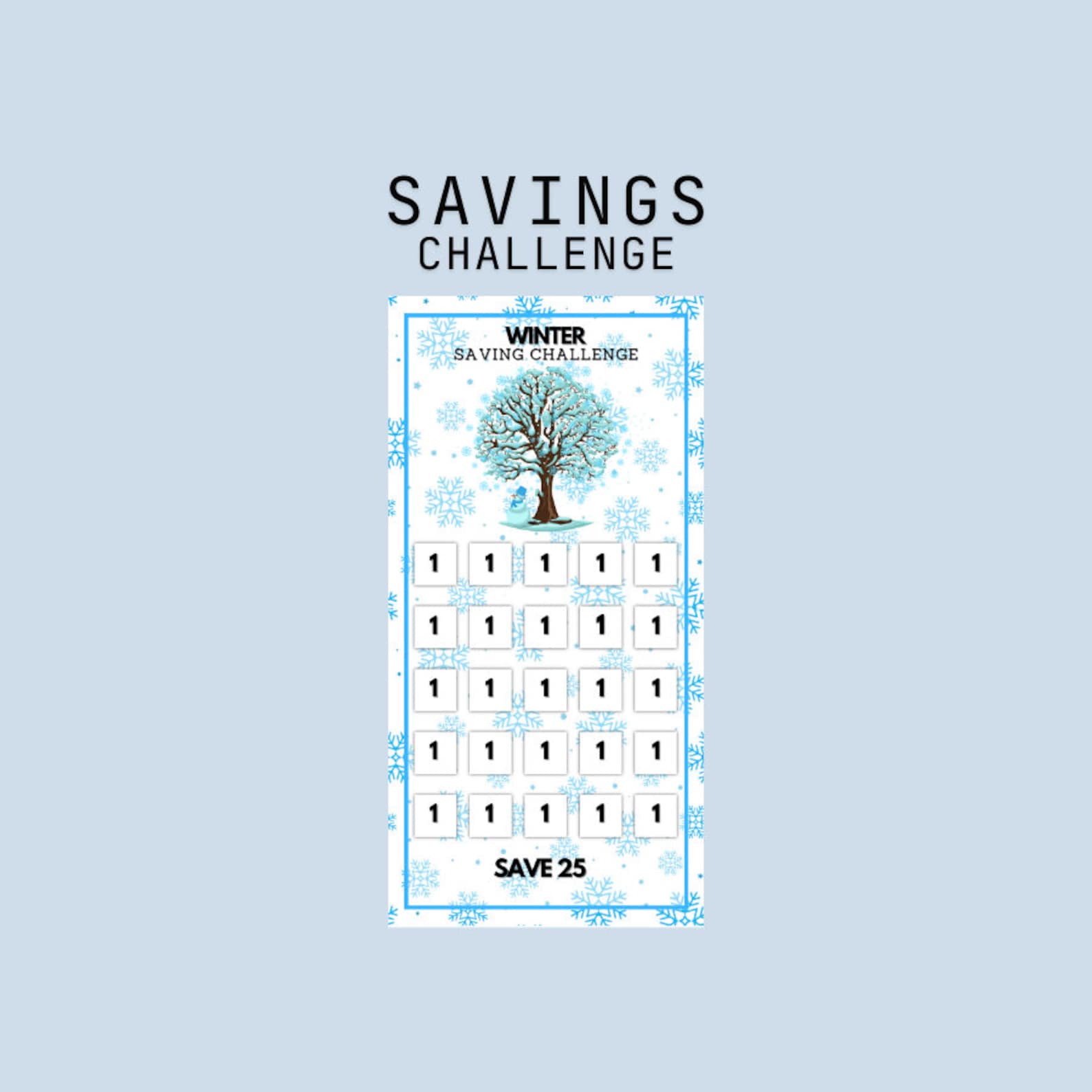 Winter Savings Challenge Printable for Cash Stuffing | A6 | Seasonal ...
