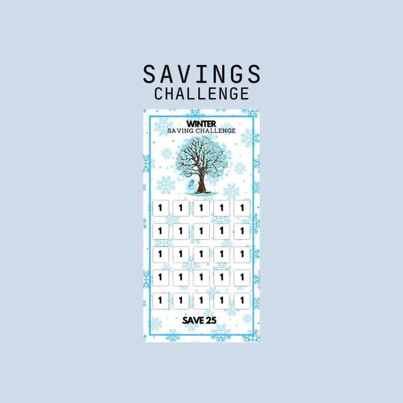 Winter Savings Challenge Printable for Cash Stuffing A6 Seasonal Saving ...