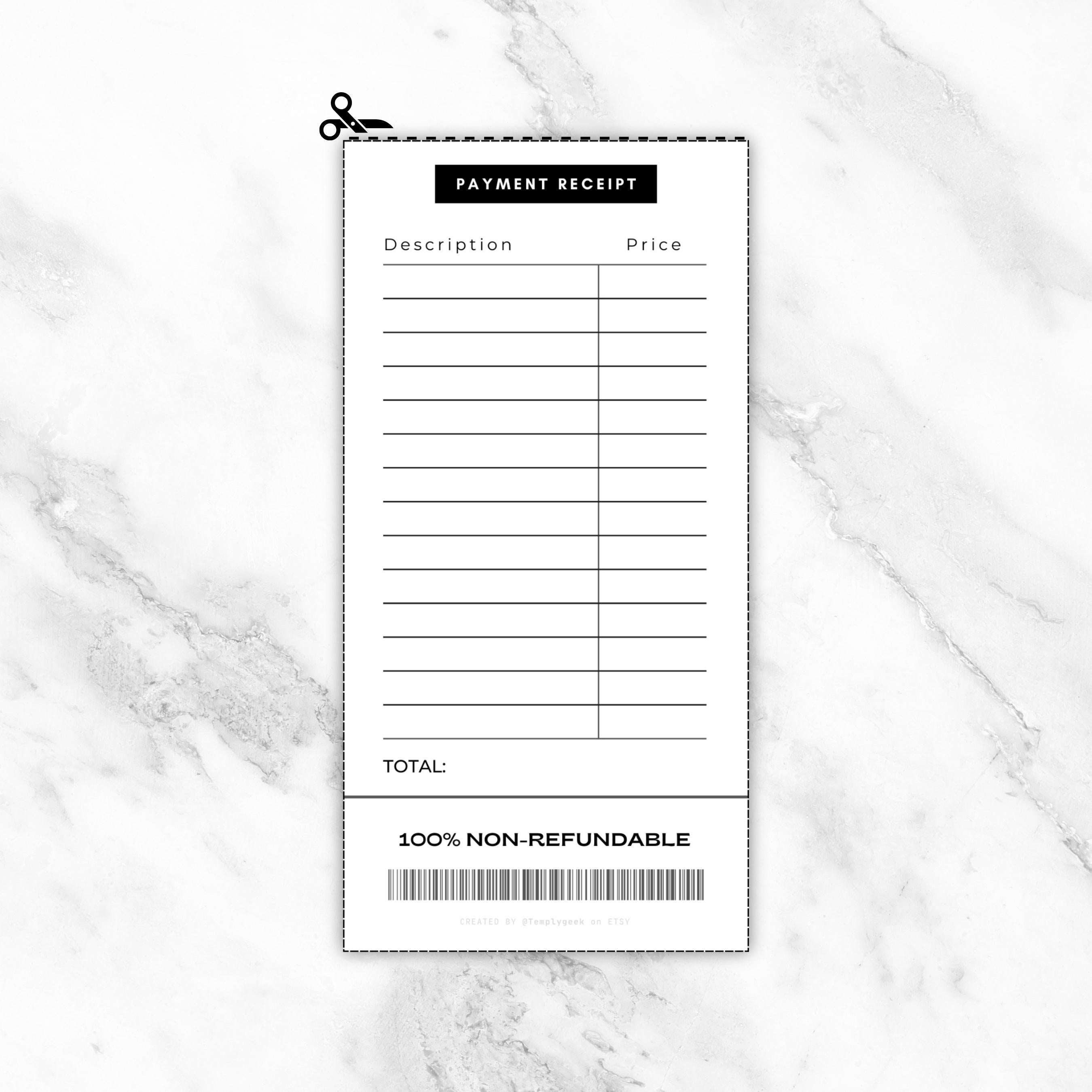 Cute Receipt Template Payment Receipt Printable Template Invoice ...