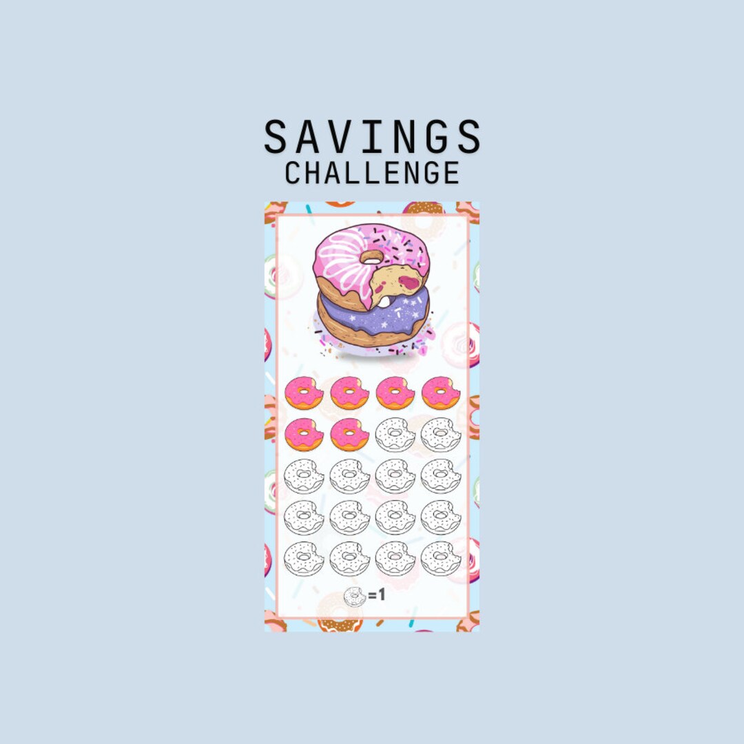 Cute Donut Savings Challenge Printable for Cash Stuffing | A6 | Instant ...