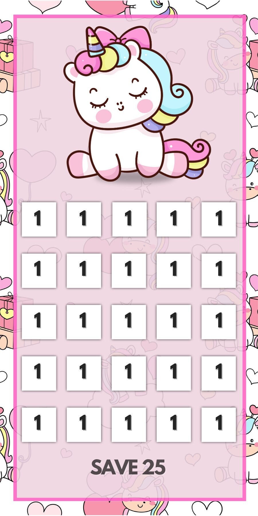 Cute Unicorn Savings Challenge Printable for Cash Stuffing | A6 ...