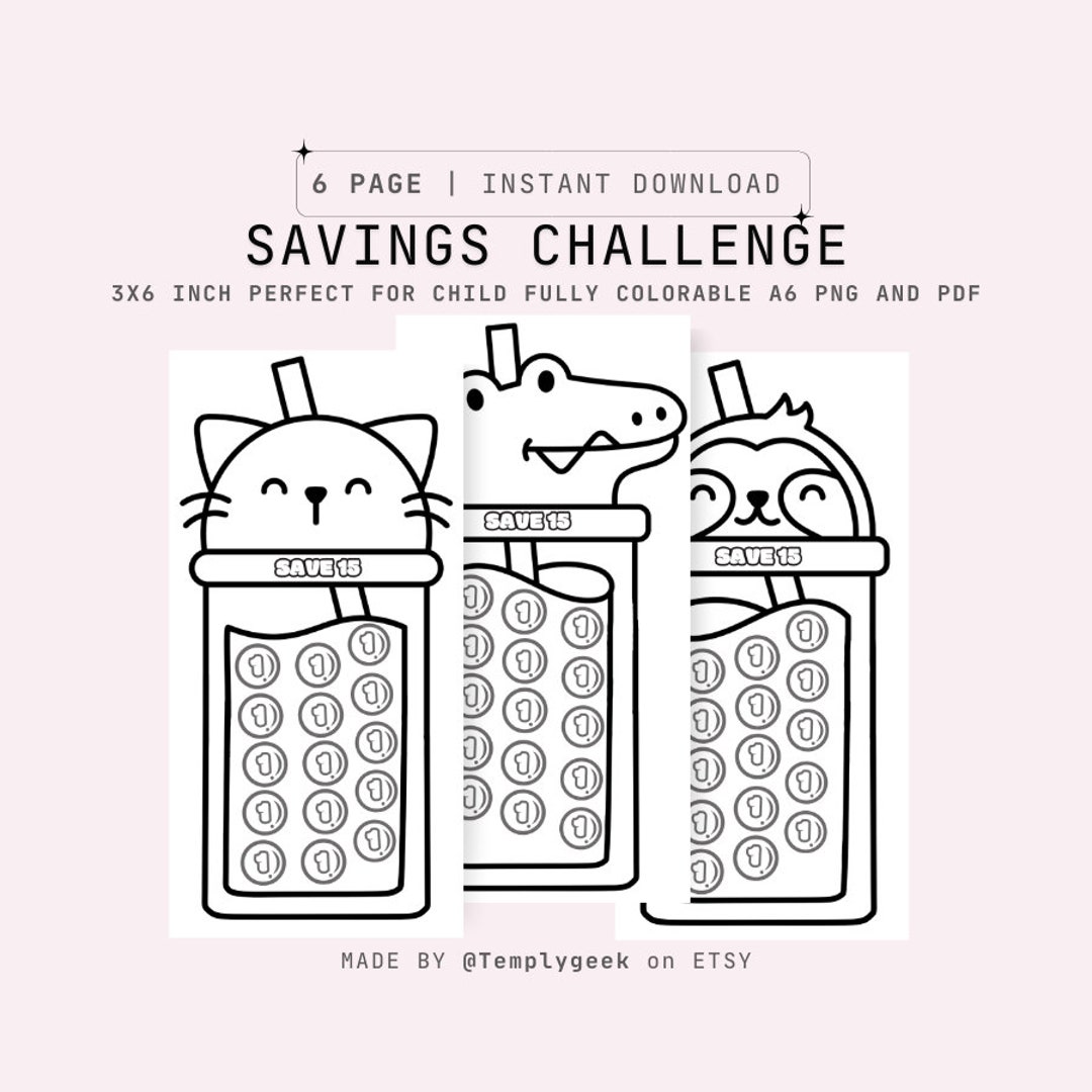 Bundle Kids' Money 3 Saving Challenges | Cat, Crocodile, Sloth ...