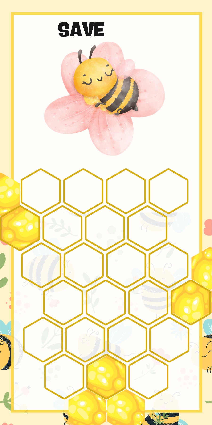 Cute Bee Savings Challenge Colorable Printable for Cash Stuffing Fits ...